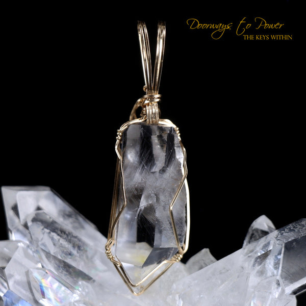 Brookite Manifestation Quartz Crystal Pendant 14k - Doorways to Power