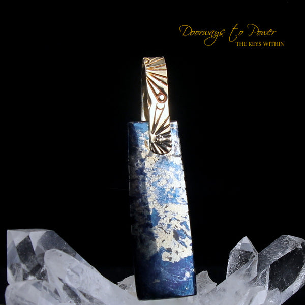Covellite Light Language Crystal Pendant 14k Gold - Doorways to Power