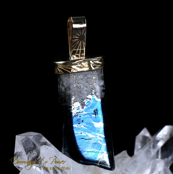 Covellite Light Language Crystal Pendant 22k - Doorways to Power