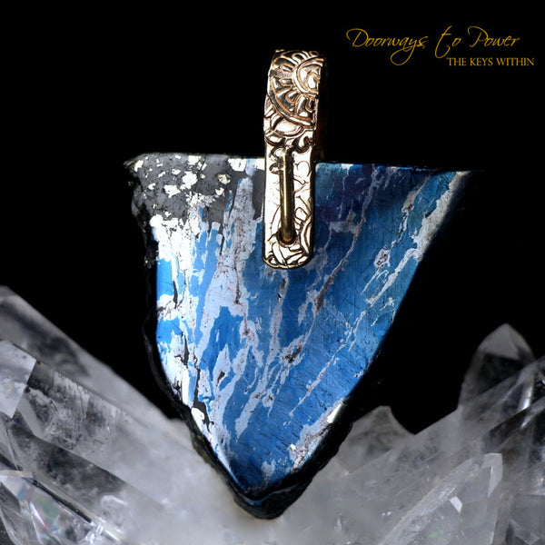 Covellite Light Language Crystal Pendant 14k - Doorways to Power