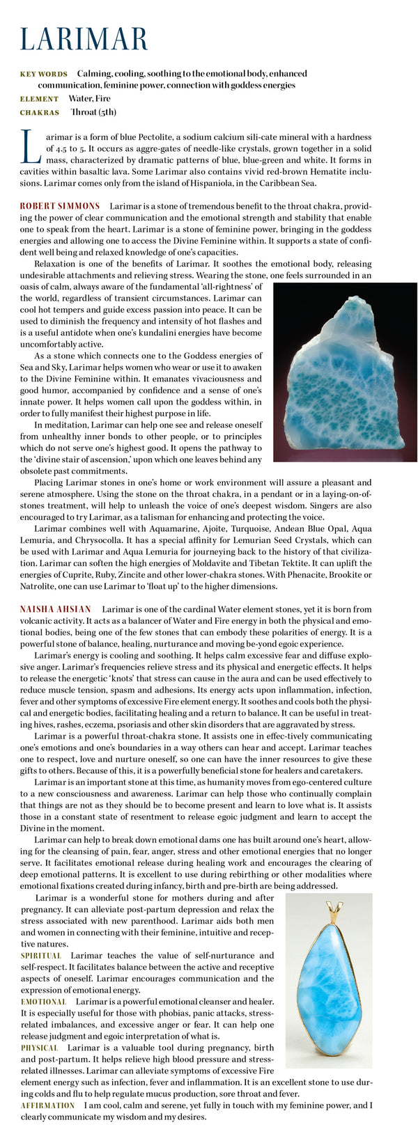 Larimar Crystal Pendulum SS 'The Blue Stone of Atlantis' - Doorways to ...