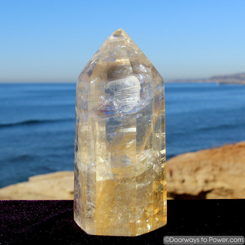 Golden Optical Calcite Crystal Point 5.8" - Doorways to Power